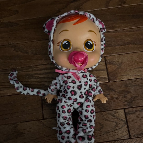 Toys | Leopard Print Cry Baby With Pacifier | Poshmark